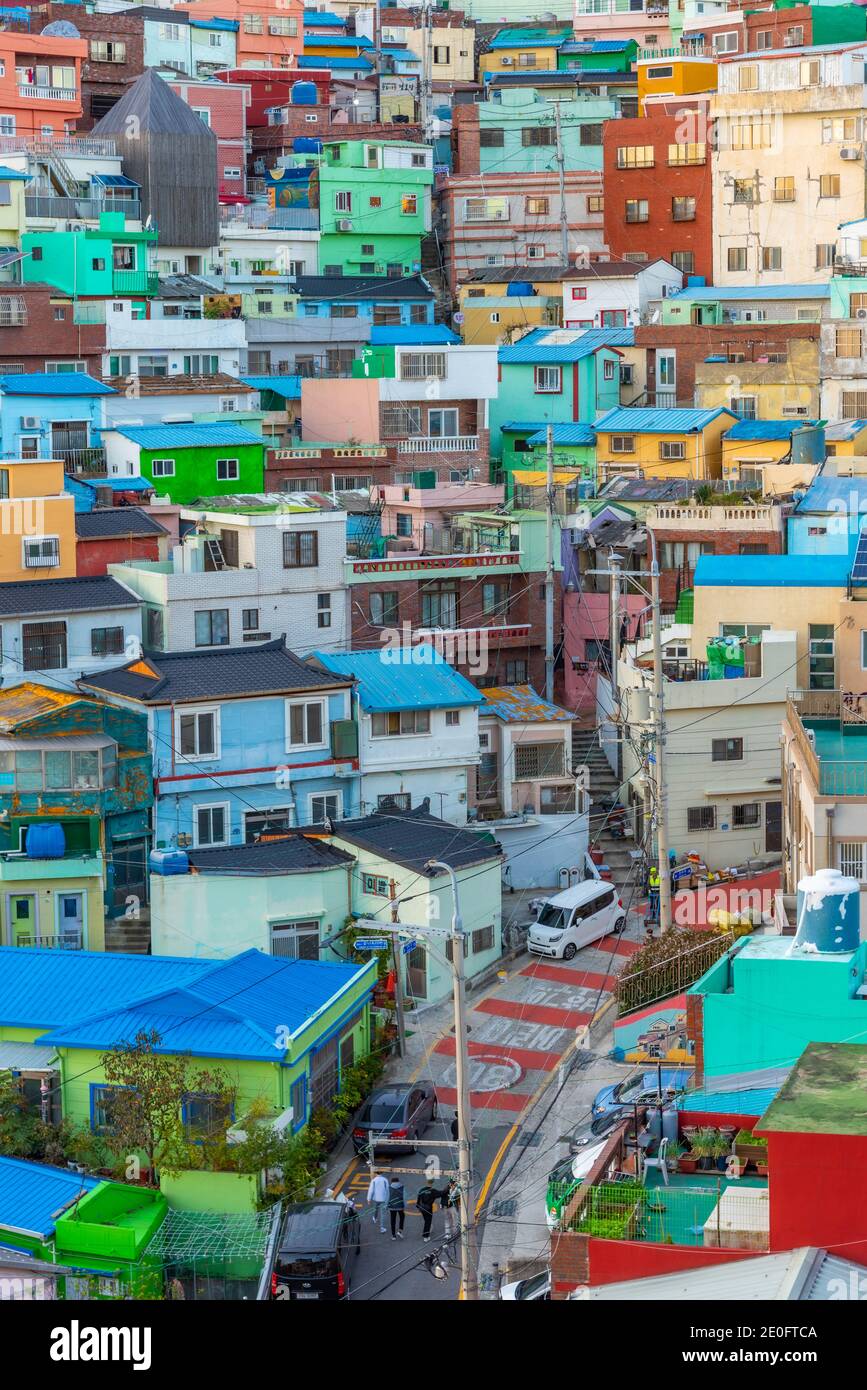 Colorful facades of houses at Gamcheon cultural village in Busan ...