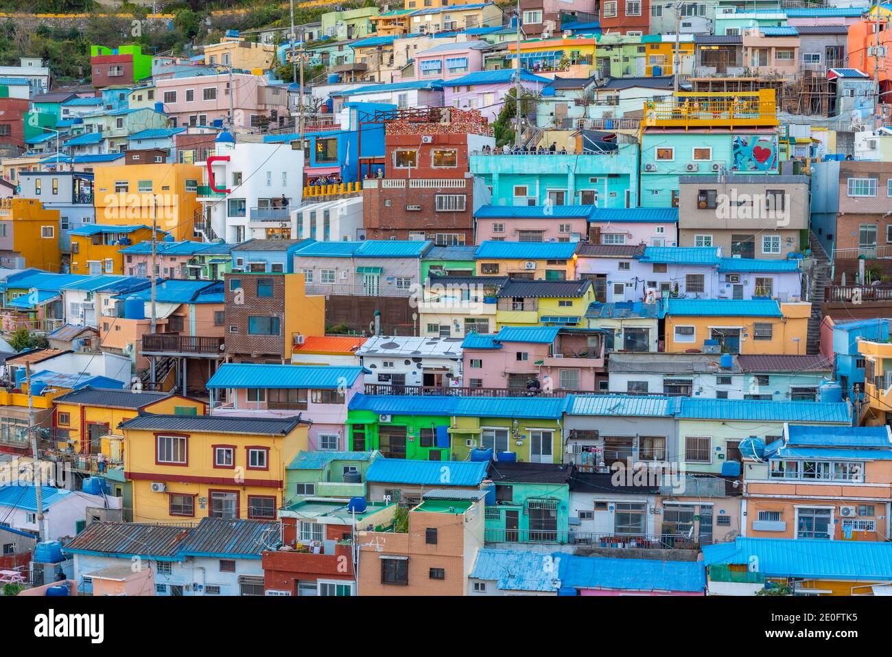 Colorful facades of houses at Gamcheon cultural village in Busan ...