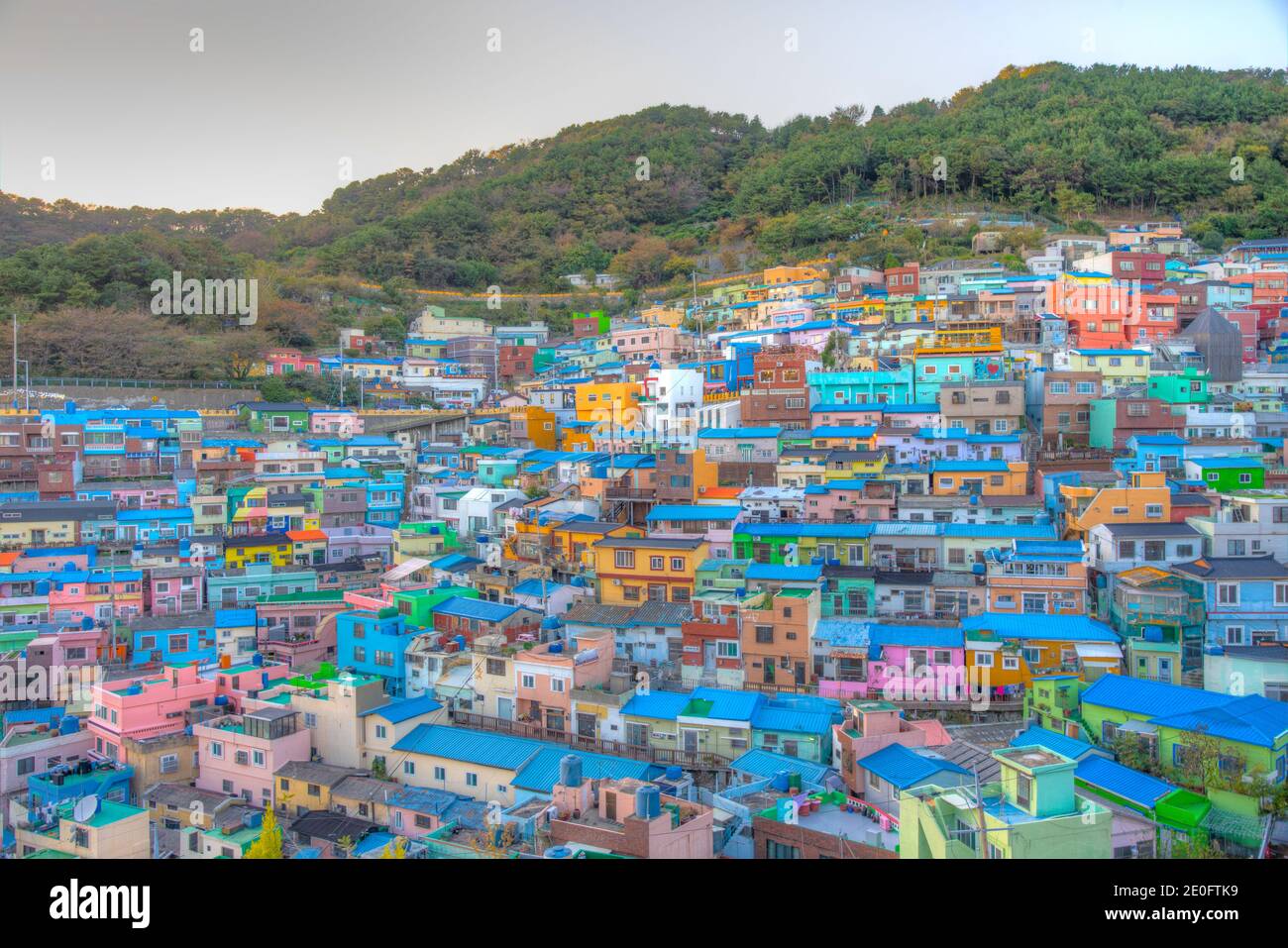 Colorful facades of houses at Gamcheon cultural village in Busan ...