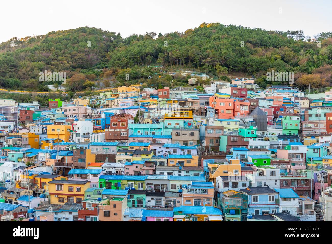 Colorful facades of houses at Gamcheon cultural village in Busan ...