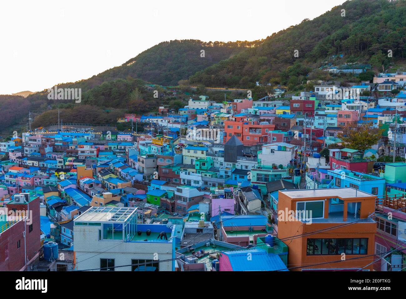 Colorful facades of houses at Gamcheon cultural village in Busan ...