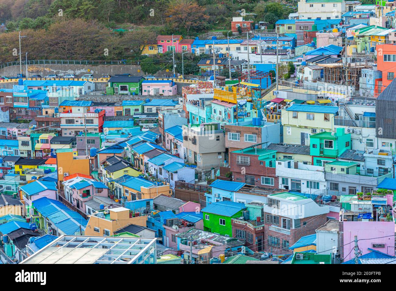 Colorful facades of houses at Gamcheon cultural village in Busan ...