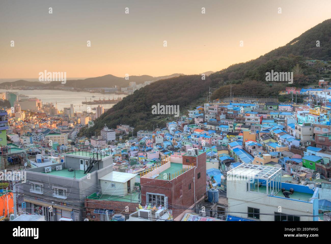 Colorful facades of houses at Gamcheon cultural village in Busan ...