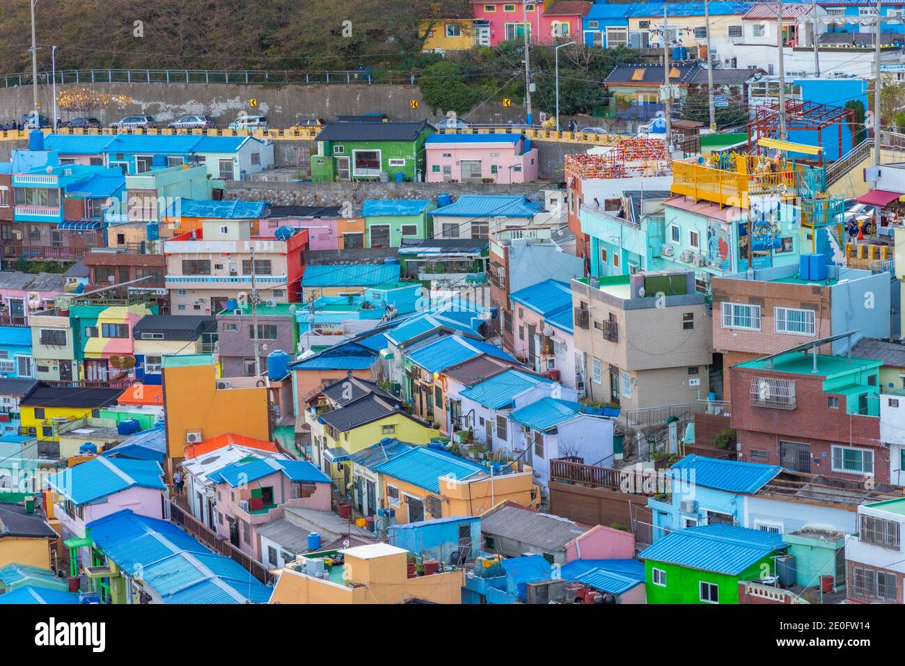 Colorful facades of houses at Gamcheon cultural village in Busan ...