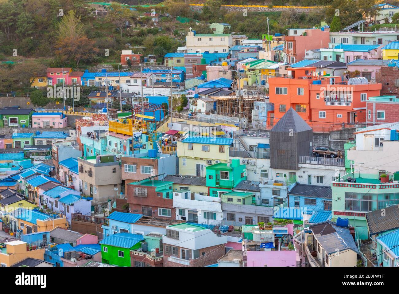 Colorful facades of houses at Gamcheon cultural village in Busan ...