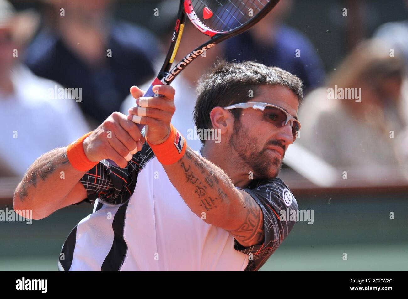 Serbia's Janko Tipsarevic playing in the third round of the Tennis ...