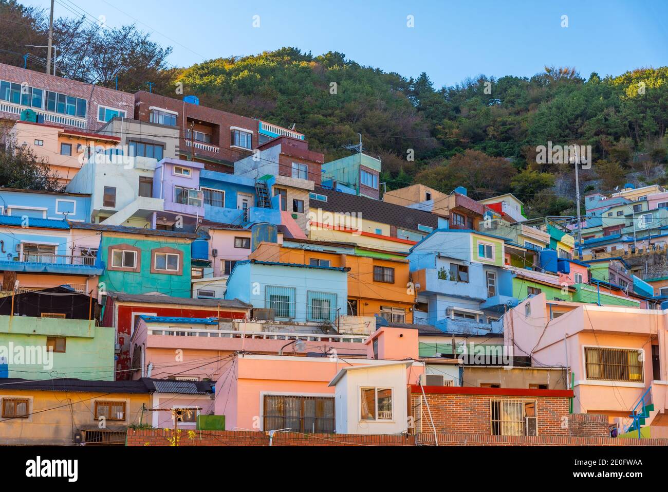 Colorful facades of houses at Gamcheon cultural village in Busan ...