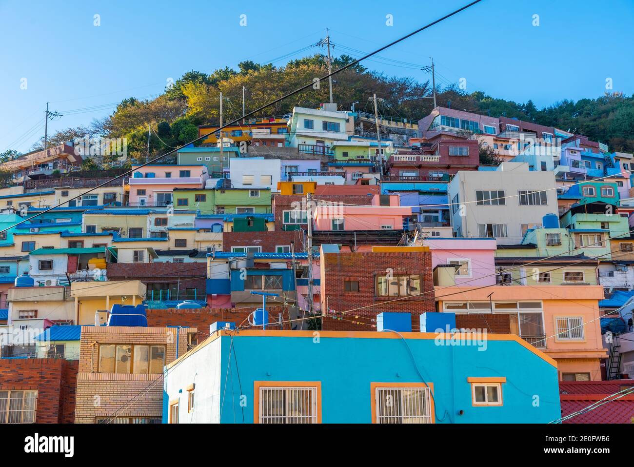 Colorful facades of houses at Gamcheon cultural village in Busan ...