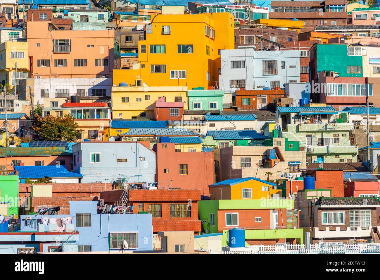 Colorful facades of houses at Gamcheon cultural village in Busan ...
