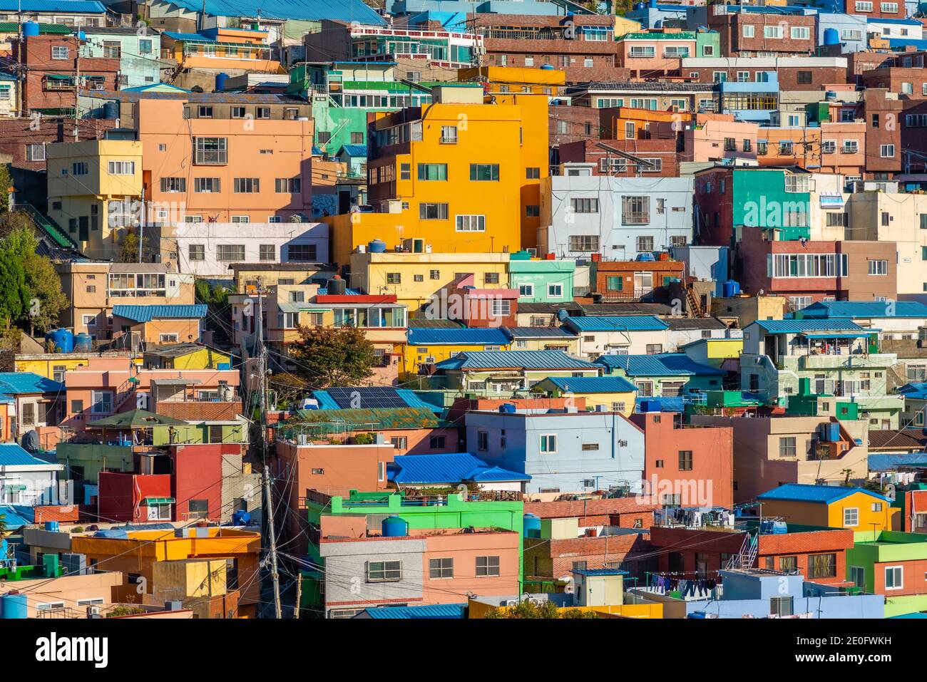 Colorful facades of houses at Gamcheon cultural village in Busan ...