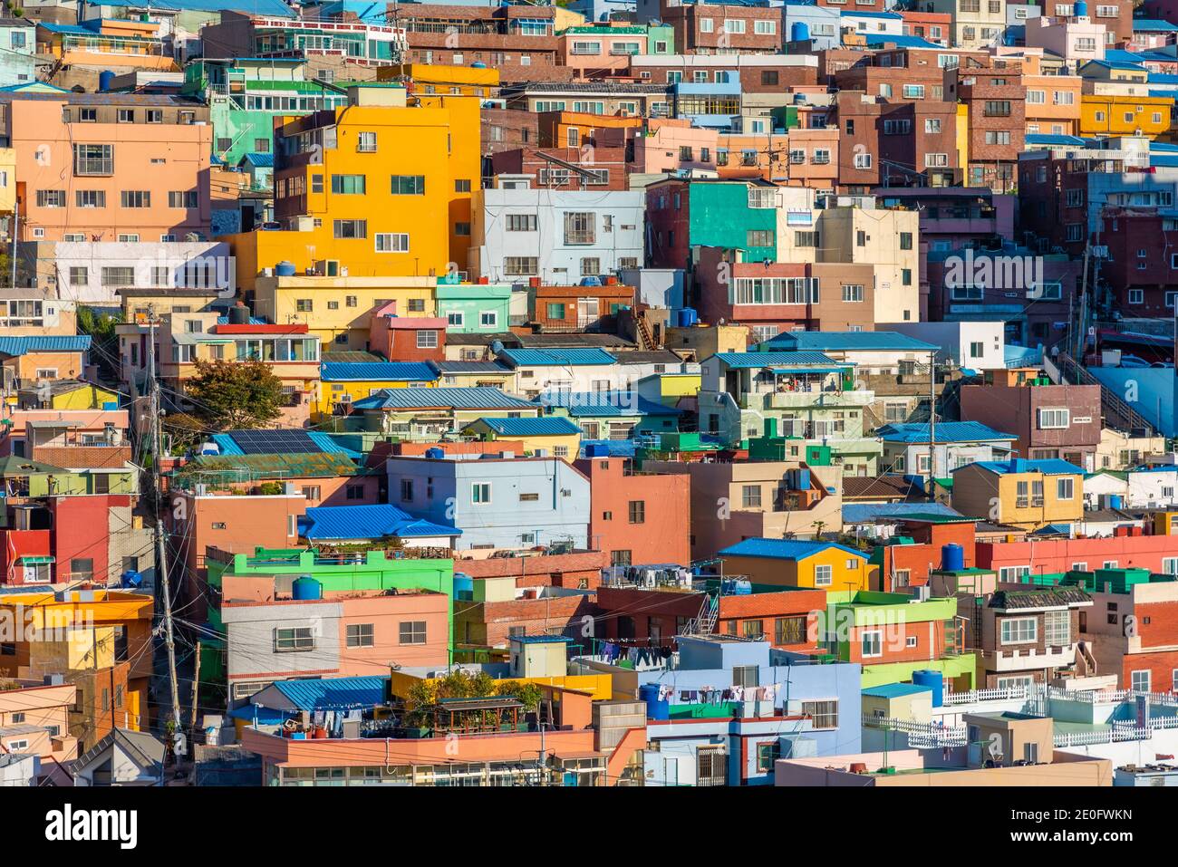 Colorful facades of houses at Gamcheon cultural village in Busan ...