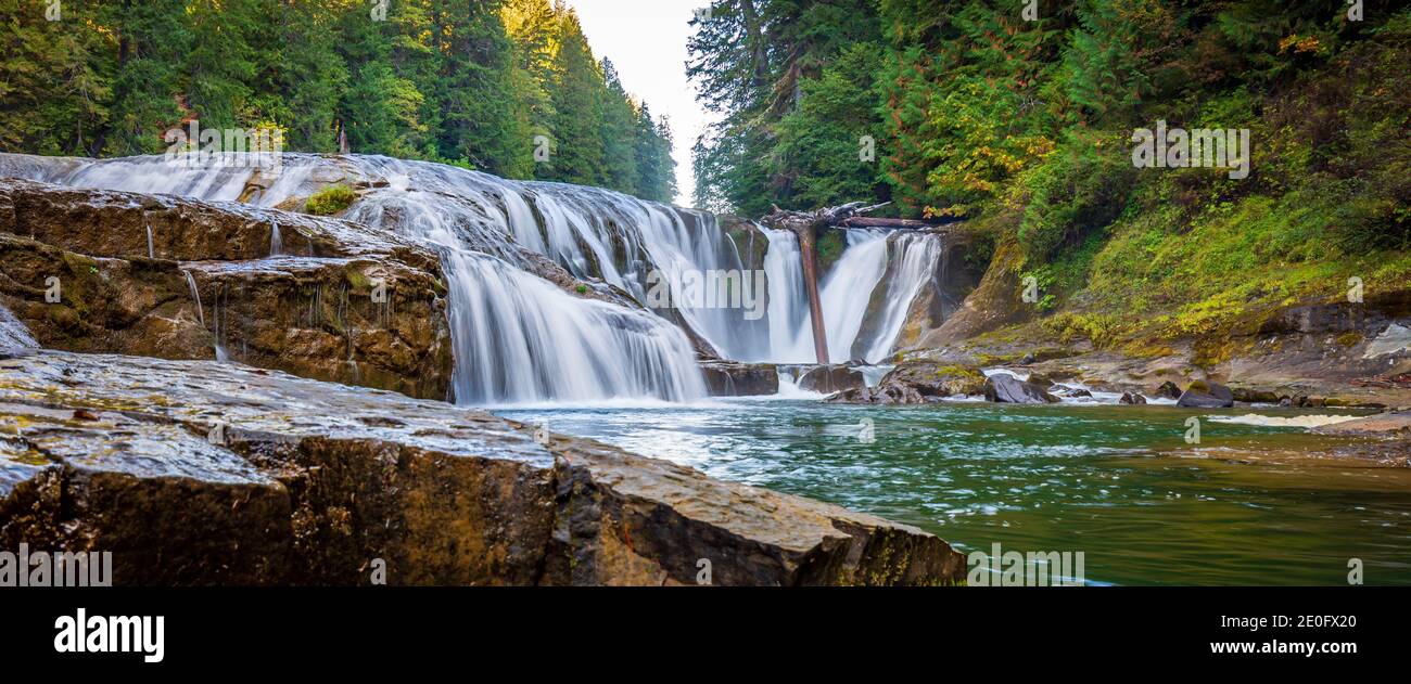 Middle Lewis Falls in Gifford Pinchot National Forest, Washington Stock ...