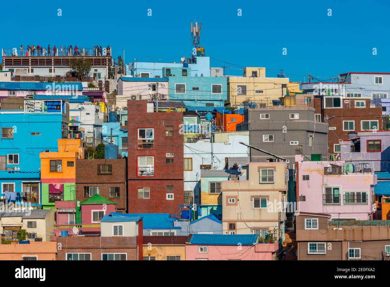 Colorful facades of houses at Gamcheon cultural village in Busan ...
