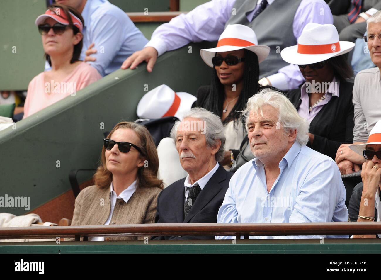 Jean Rochefort with his wife and Jacques Weber attending the mens 1/4 ...