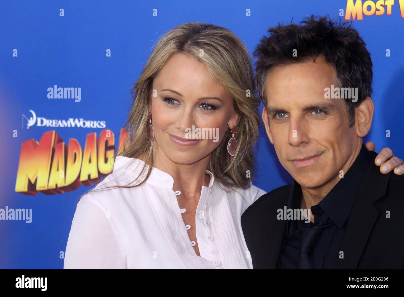 Actor Ben Stiller with his wife Christine Taylor attend the 'Madagascar ...