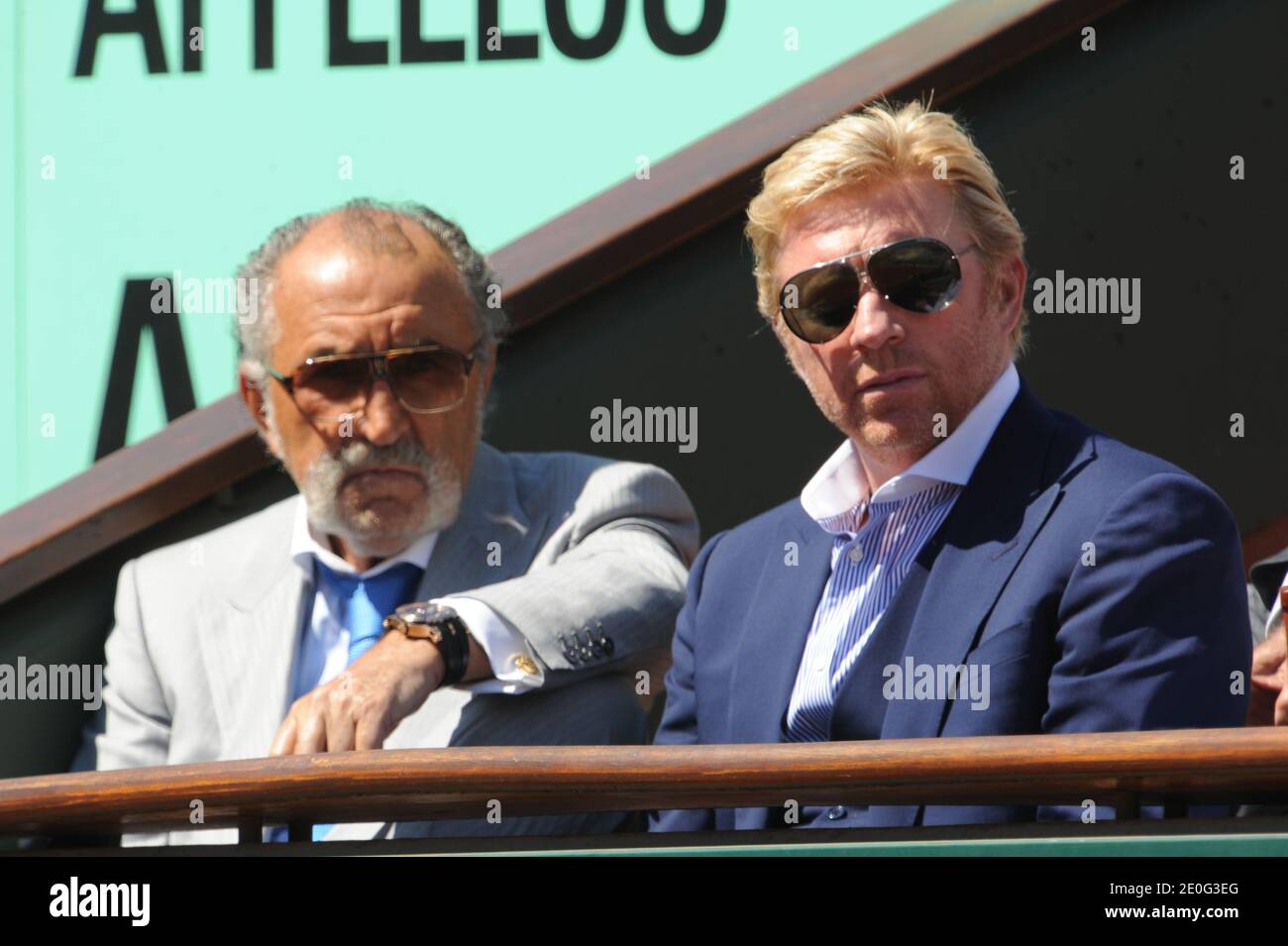 Boris Becker attending Men's semi final of the French Open 2012, played ...