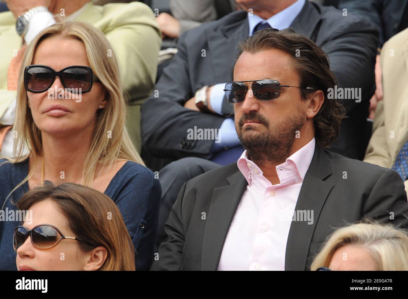 Henri Leconte and his wife attending the women final of the French Open ...