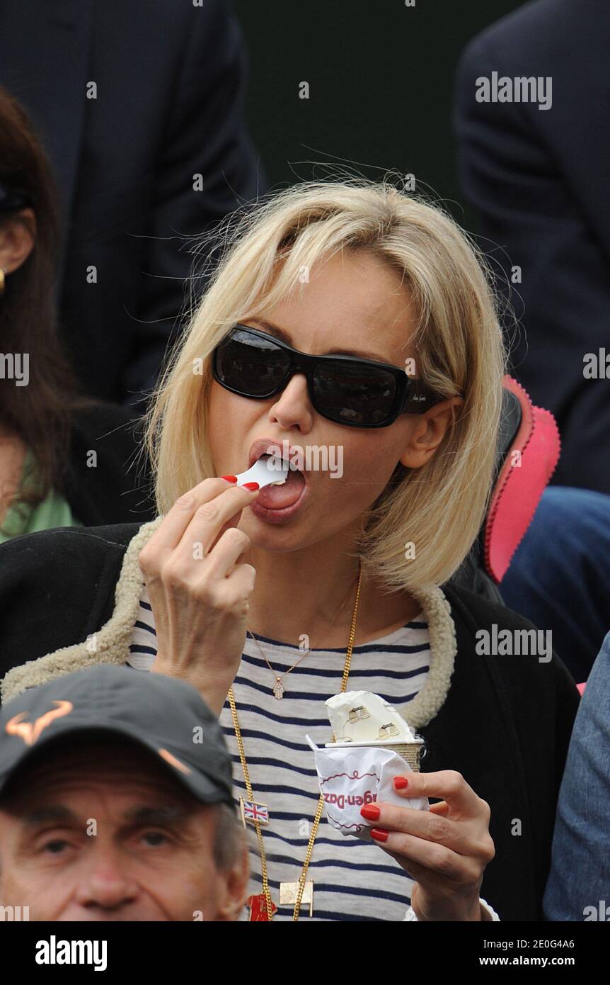 Adriana Karembeu attending the women final of the French Open 2012 ...