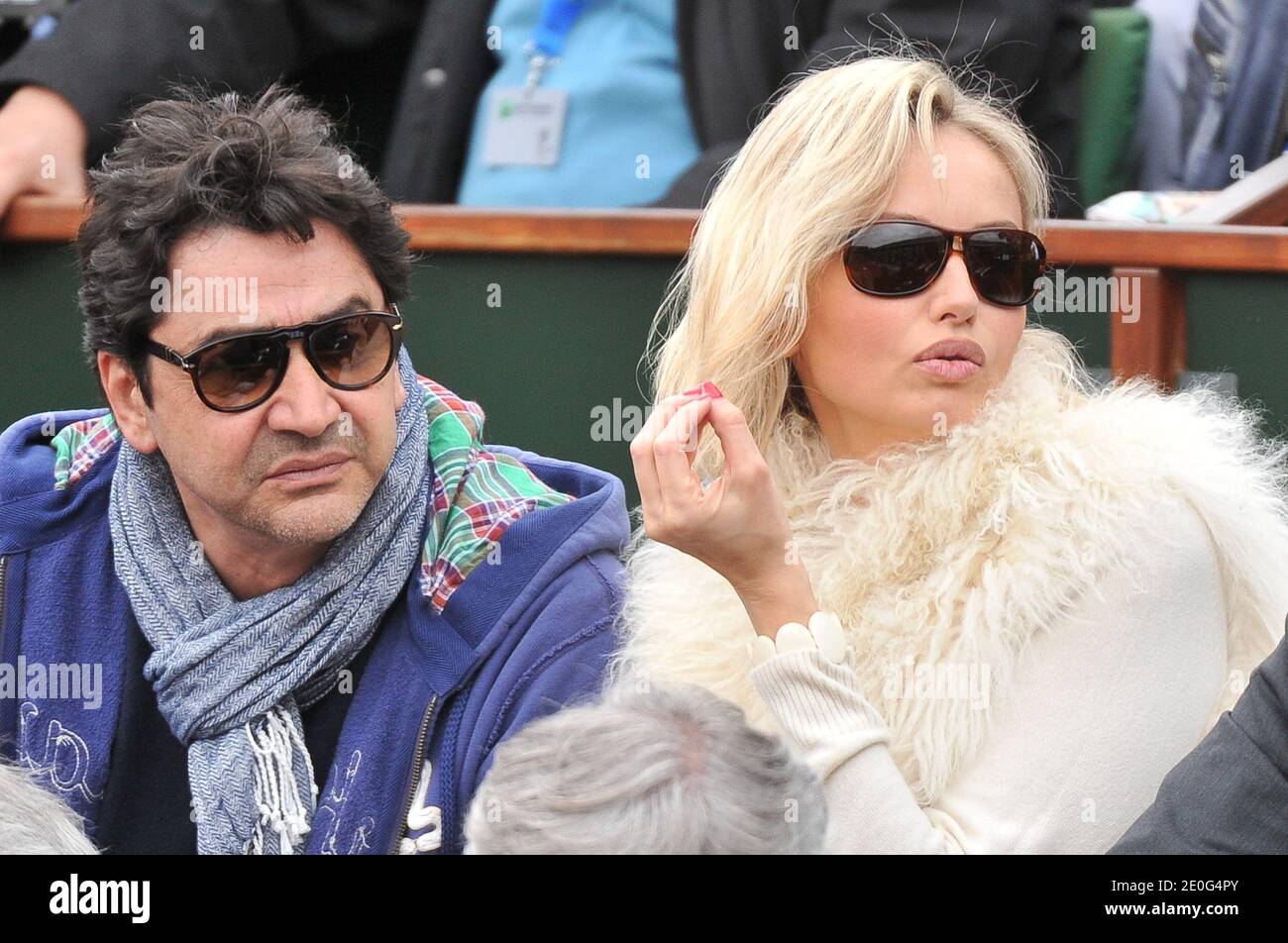 Adriana Karembeu and Andre Ohanian attending men's final of the French ...