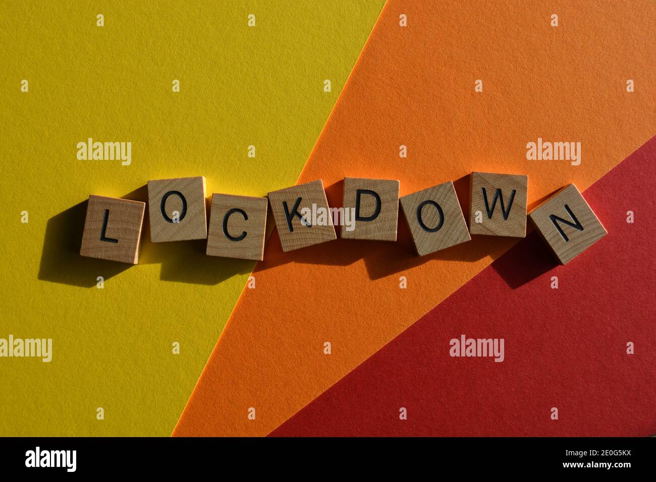 Lockdown, word in wooden alphabet letters isolated on colourful ...