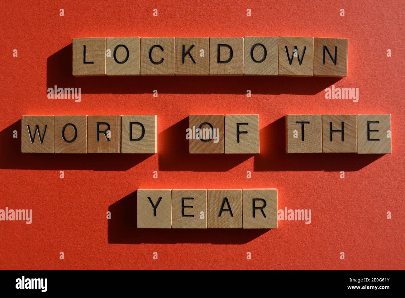 Lockdown Word of the Year, words isolated on red background Stock Photo ...