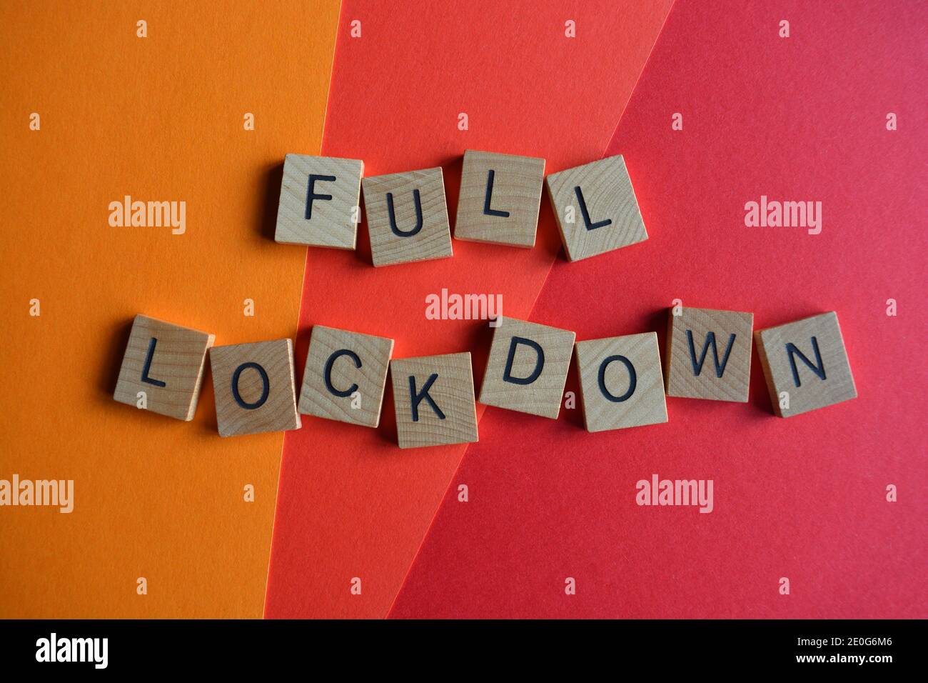 Full Lockdown, words in wooden alphabet letters isolated on vibrant ...