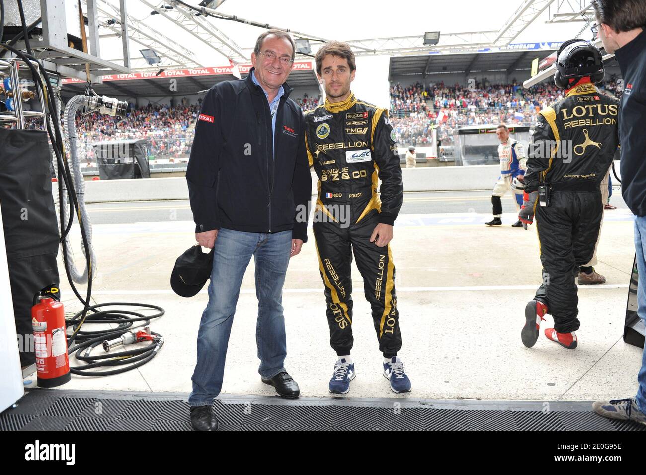 EXCLUSIVE - Jean-Pierre Pernaut is seen with french pilot Nicolas Prost ...