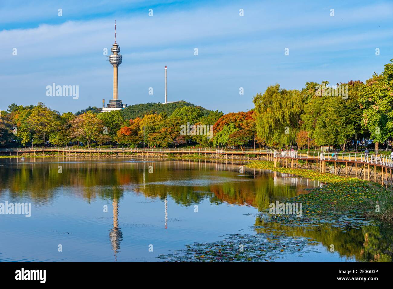83 Tower behind an artificial lake in Daegu, Republic of Korea Stock ...