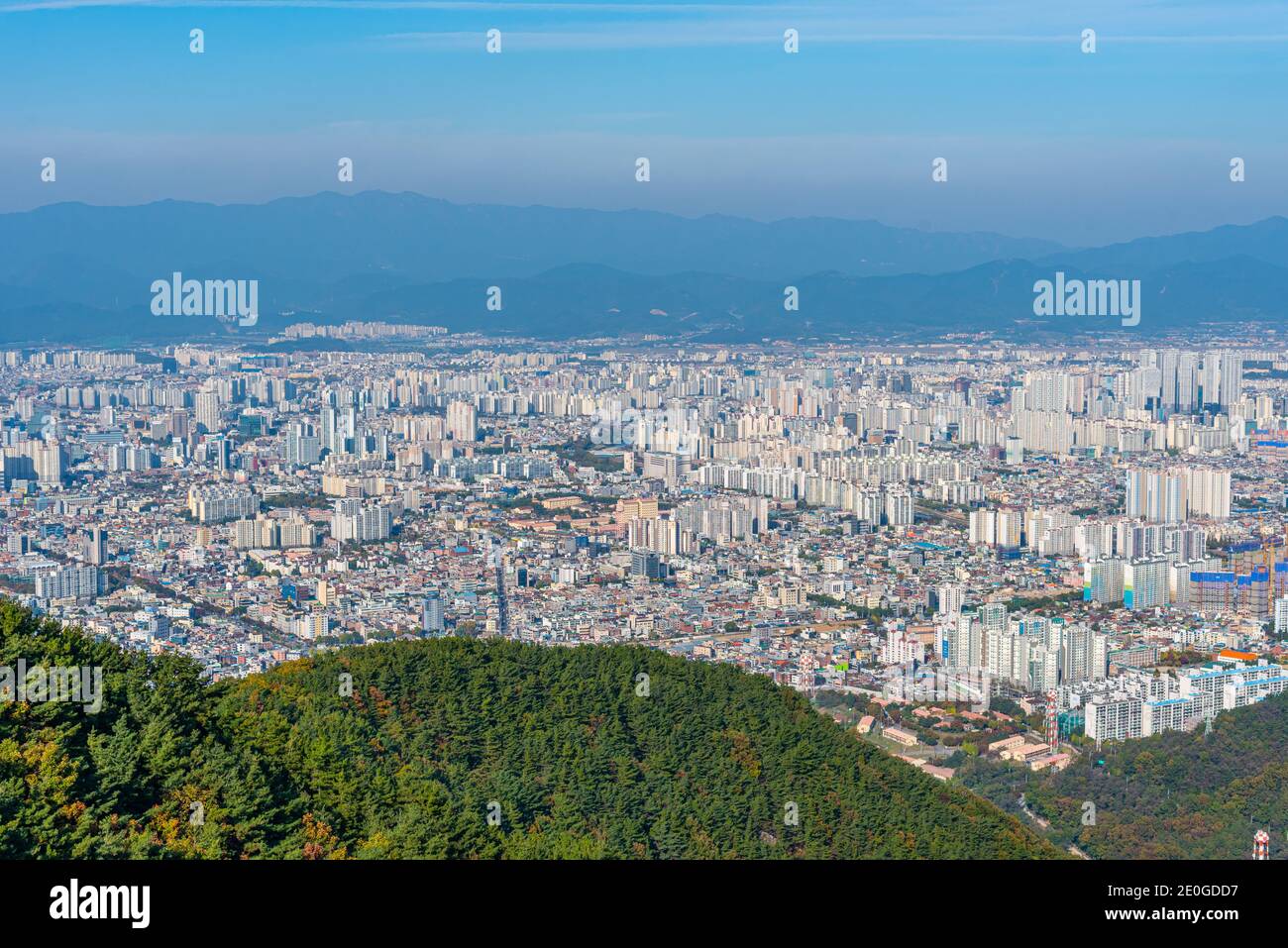 Aerial view of Daegu from Apsan mountain, Republic of Korea Stock Photo ...
