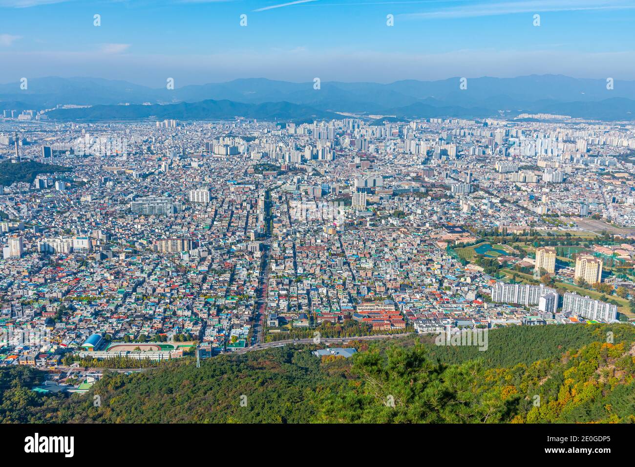 Aerial view of Daegu from Apsan mountain, Republic of Korea Stock Photo ...