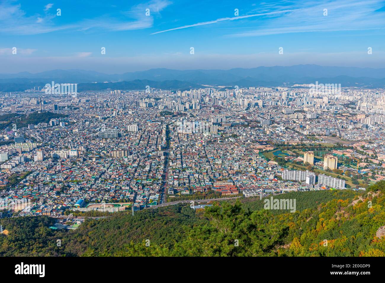 Aerial view of Daegu from Apsan mountain, Republic of Korea Stock Photo ...