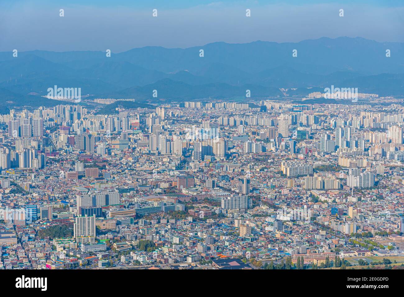 Aerial view of Daegu from Apsan mountain, Republic of Korea Stock Photo ...