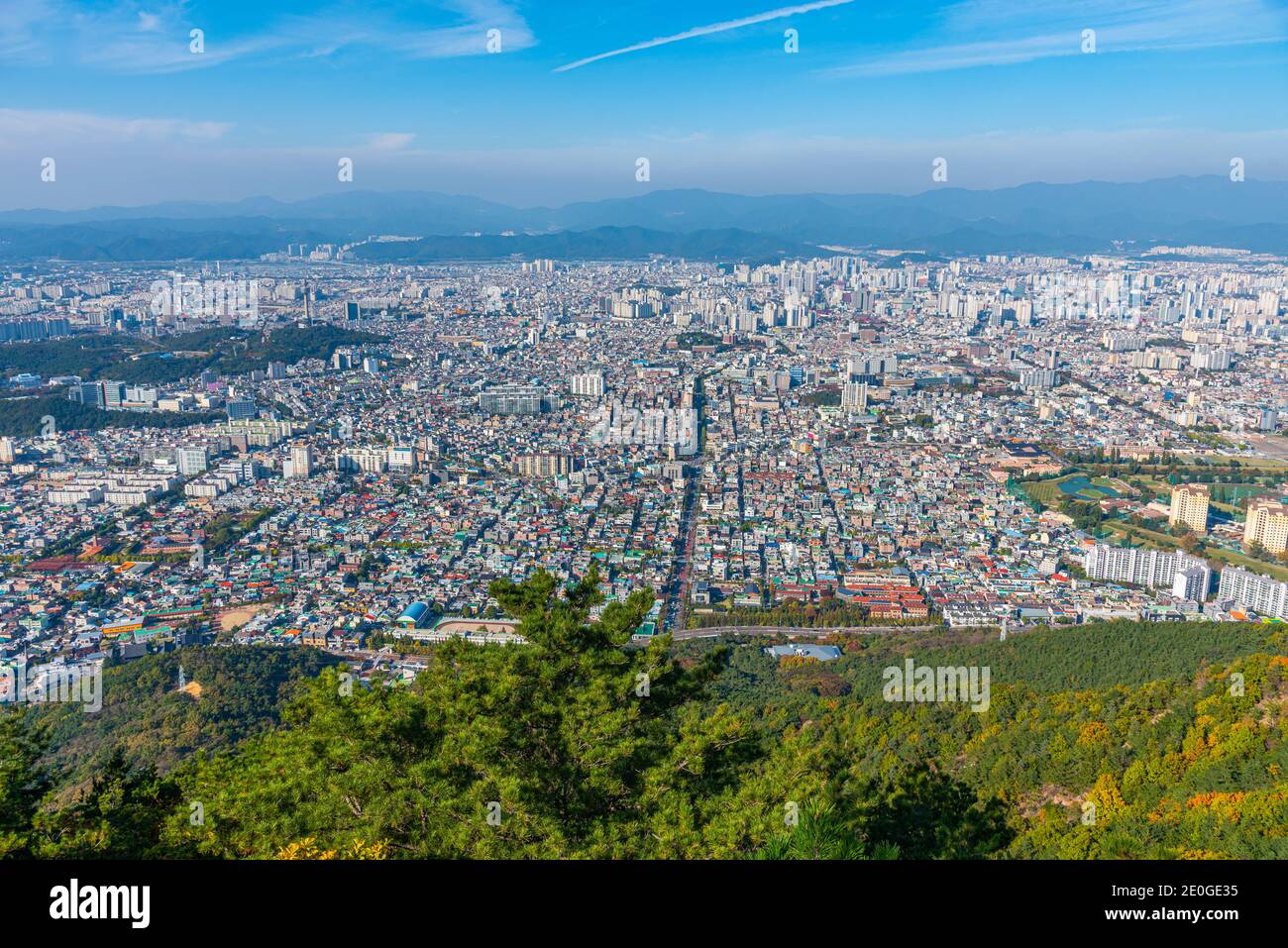 Aerial view of Daegu from Apsan mountain, Republic of Korea Stock Photo ...
