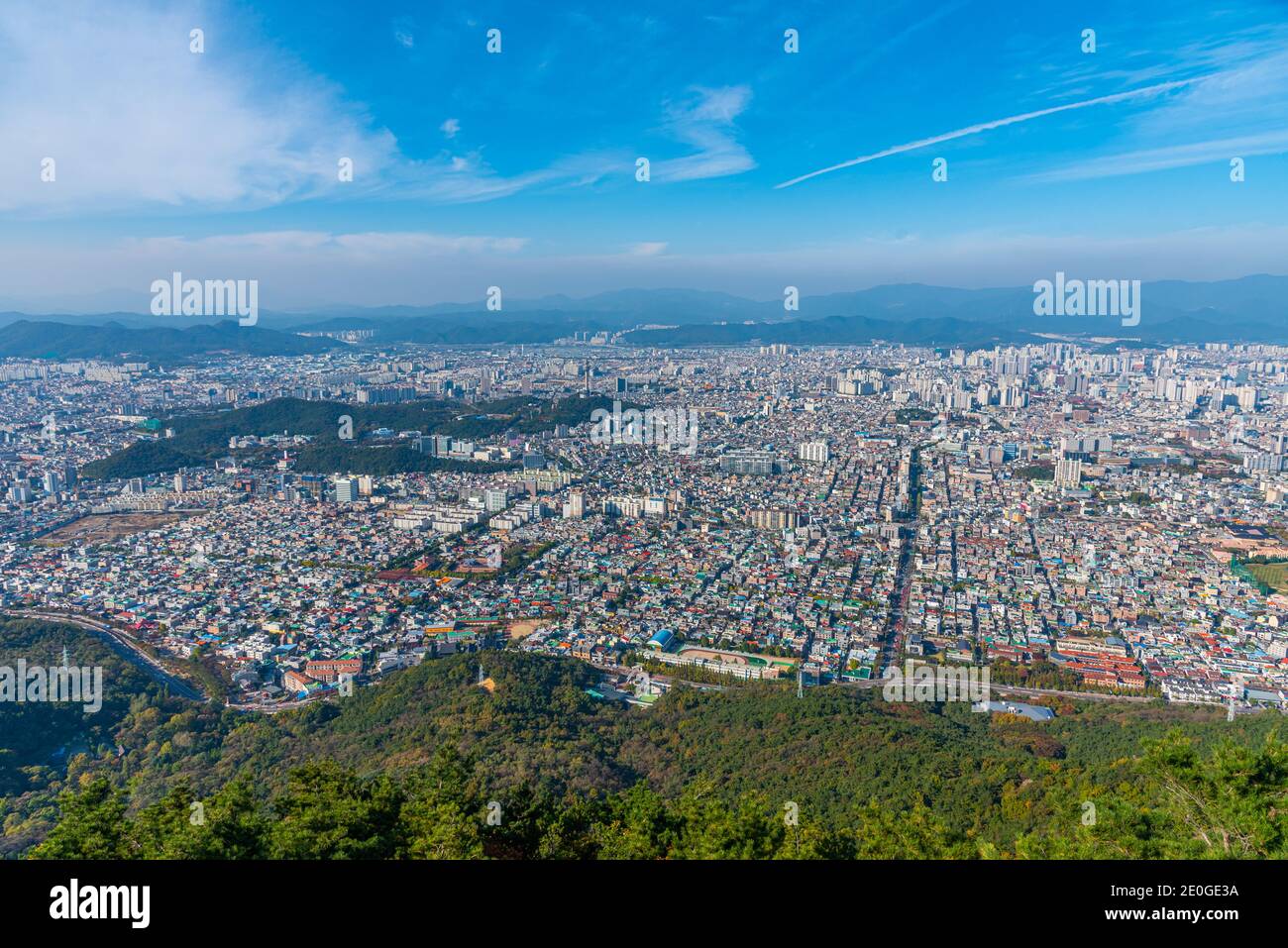Aerial view of Daegu from Apsan mountain, Republic of Korea Stock Photo ...