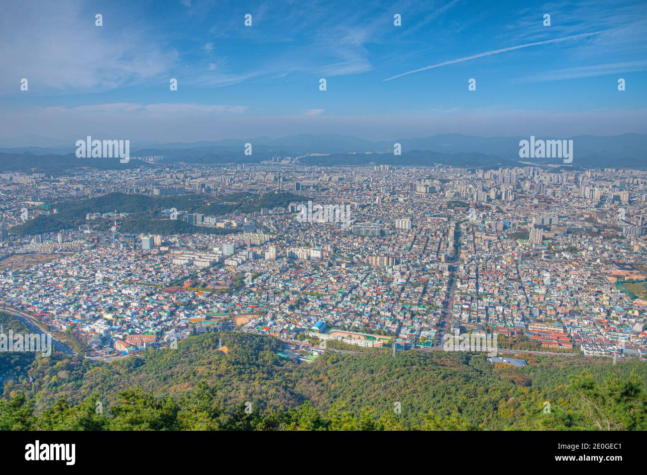 Aerial view of Daegu from Apsan mountain, Republic of Korea Stock Photo ...