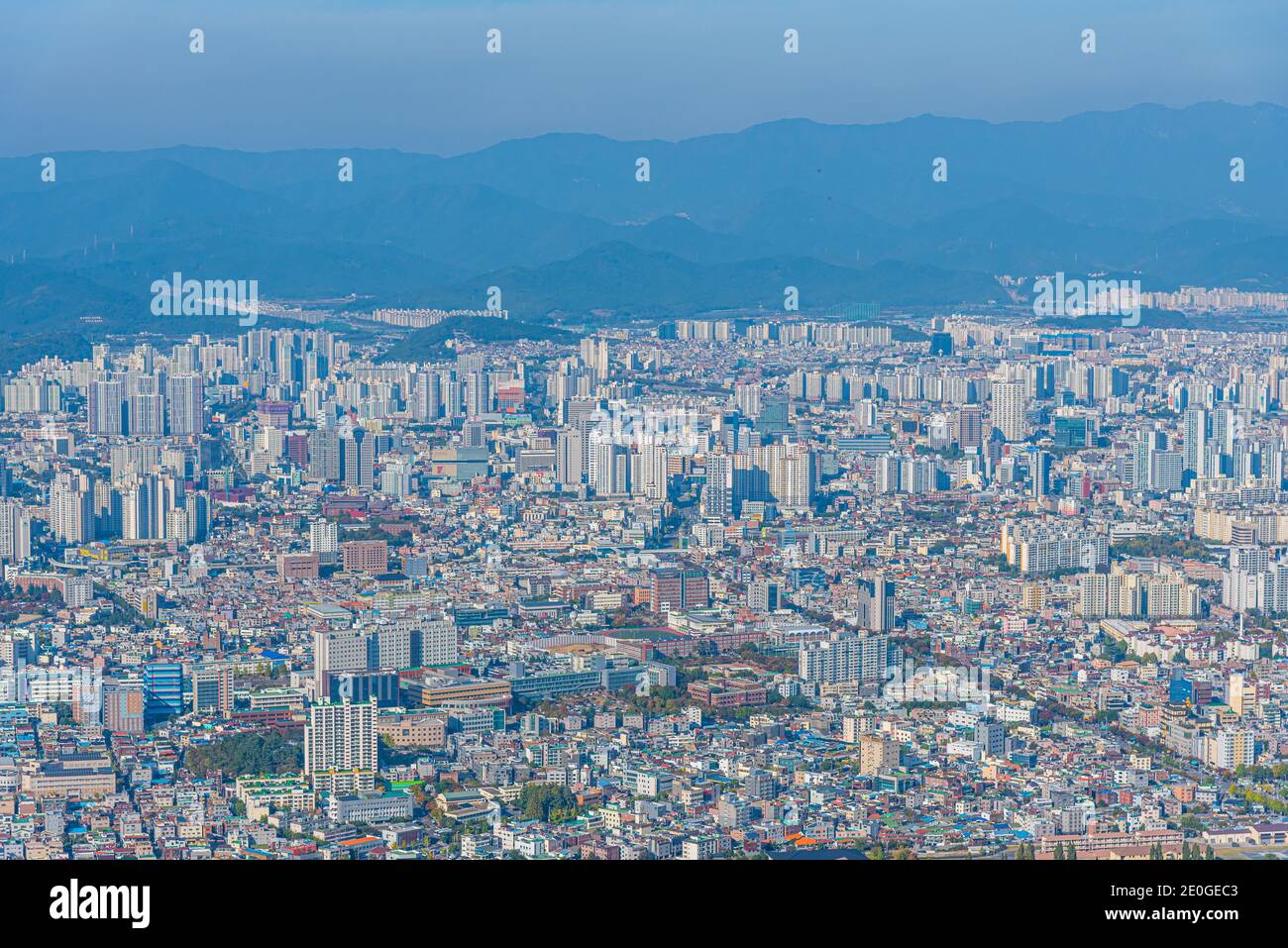 Aerial view of Daegu from Apsan mountain, Republic of Korea Stock Photo ...