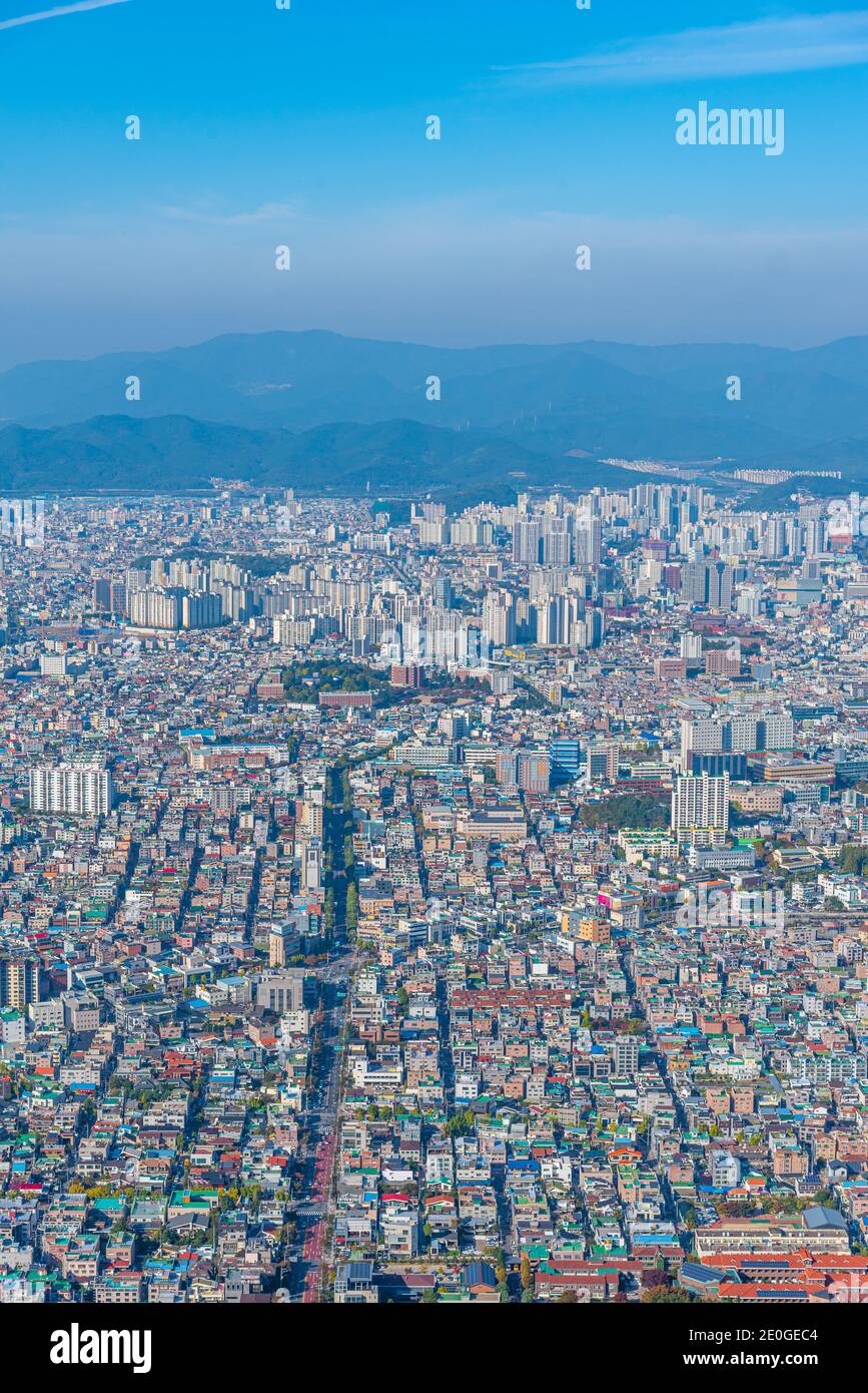 Aerial view of Daegu from Apsan mountain, Republic of Korea Stock Photo ...