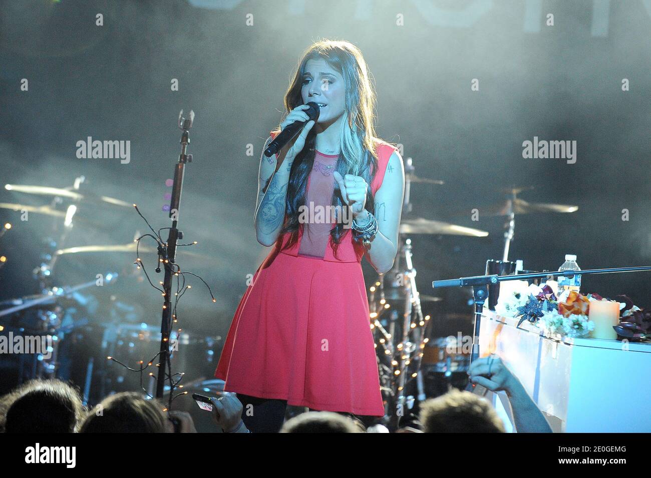 US singer Christina Perri performs live at the Nouveau Casino in Paris ...