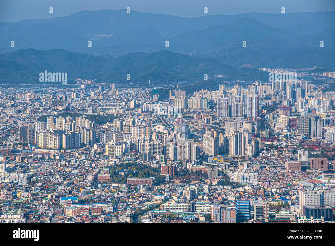 Aerial view of Daegu from Apsan mountain, Republic of Korea Stock Photo ...