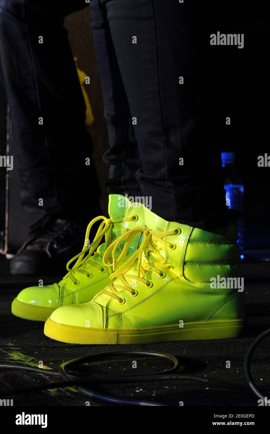 French singer Laam's shoes during 'L'Ete des Sports FDJ' party ...