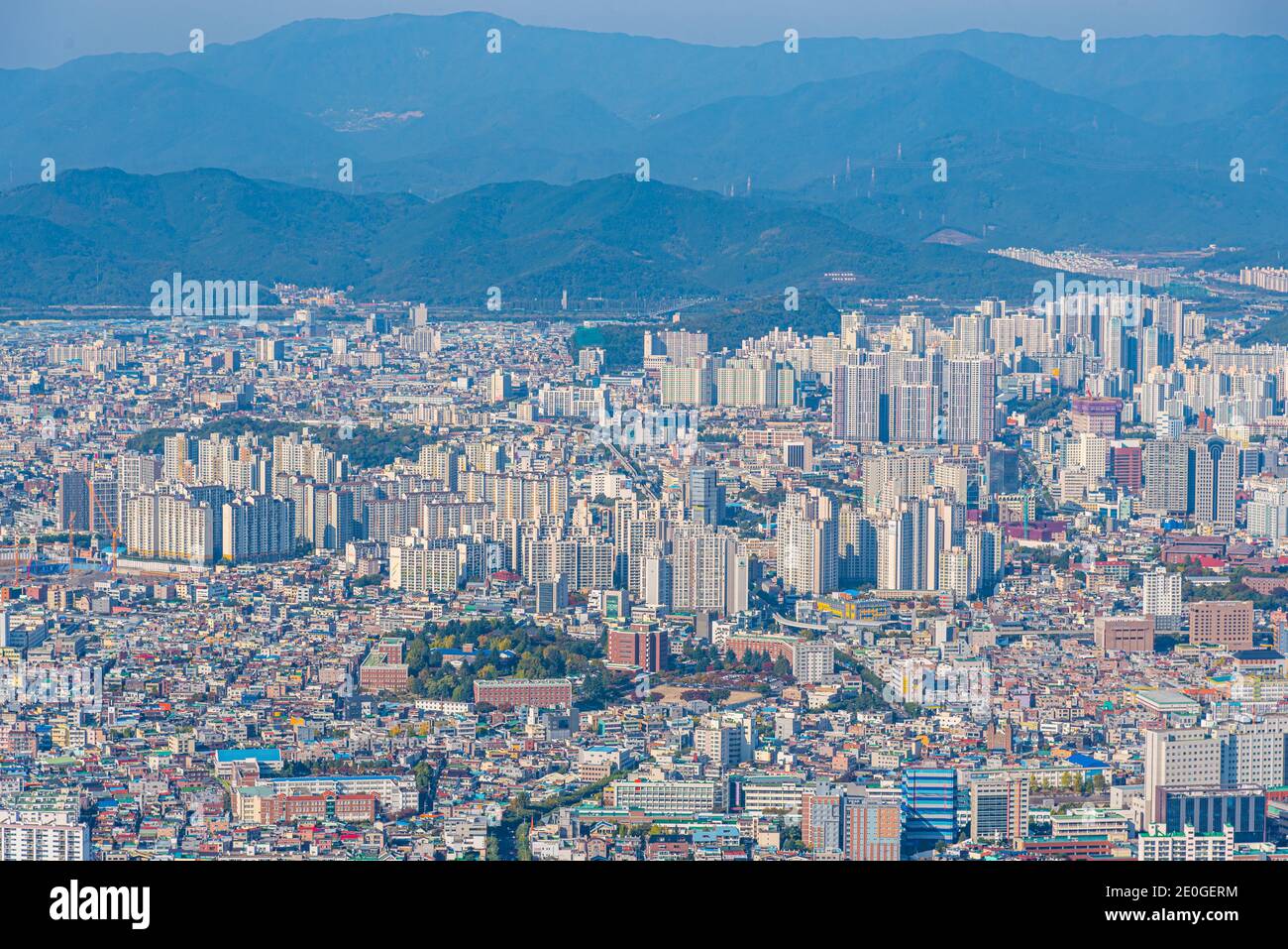 Aerial view of Daegu from Apsan mountain, Republic of Korea Stock Photo ...