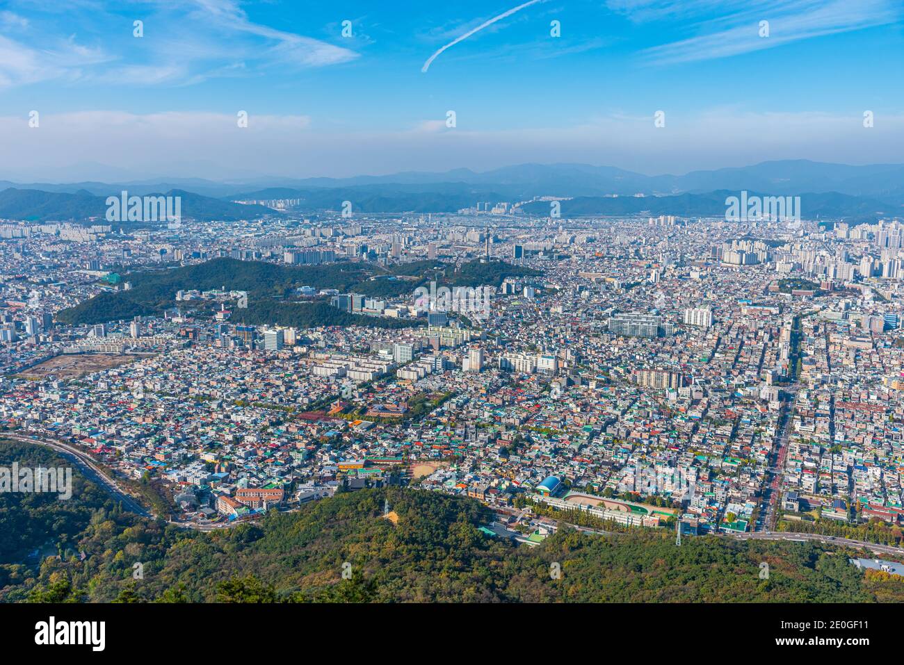 Aerial view of Daegu from Apsan mountain, Republic of Korea Stock Photo ...