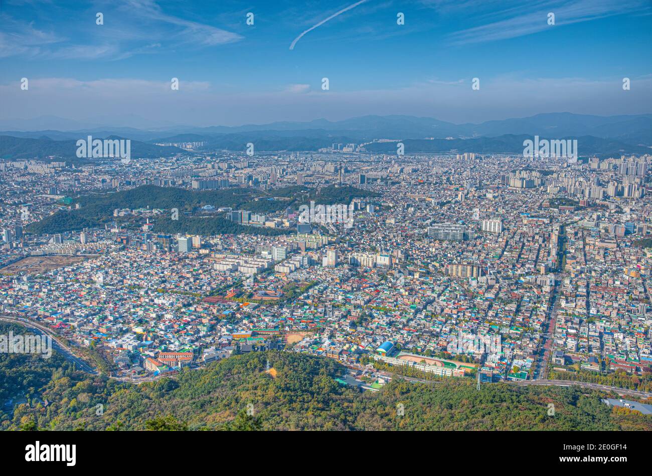 Aerial view of Daegu from Apsan mountain, Republic of Korea Stock Photo ...