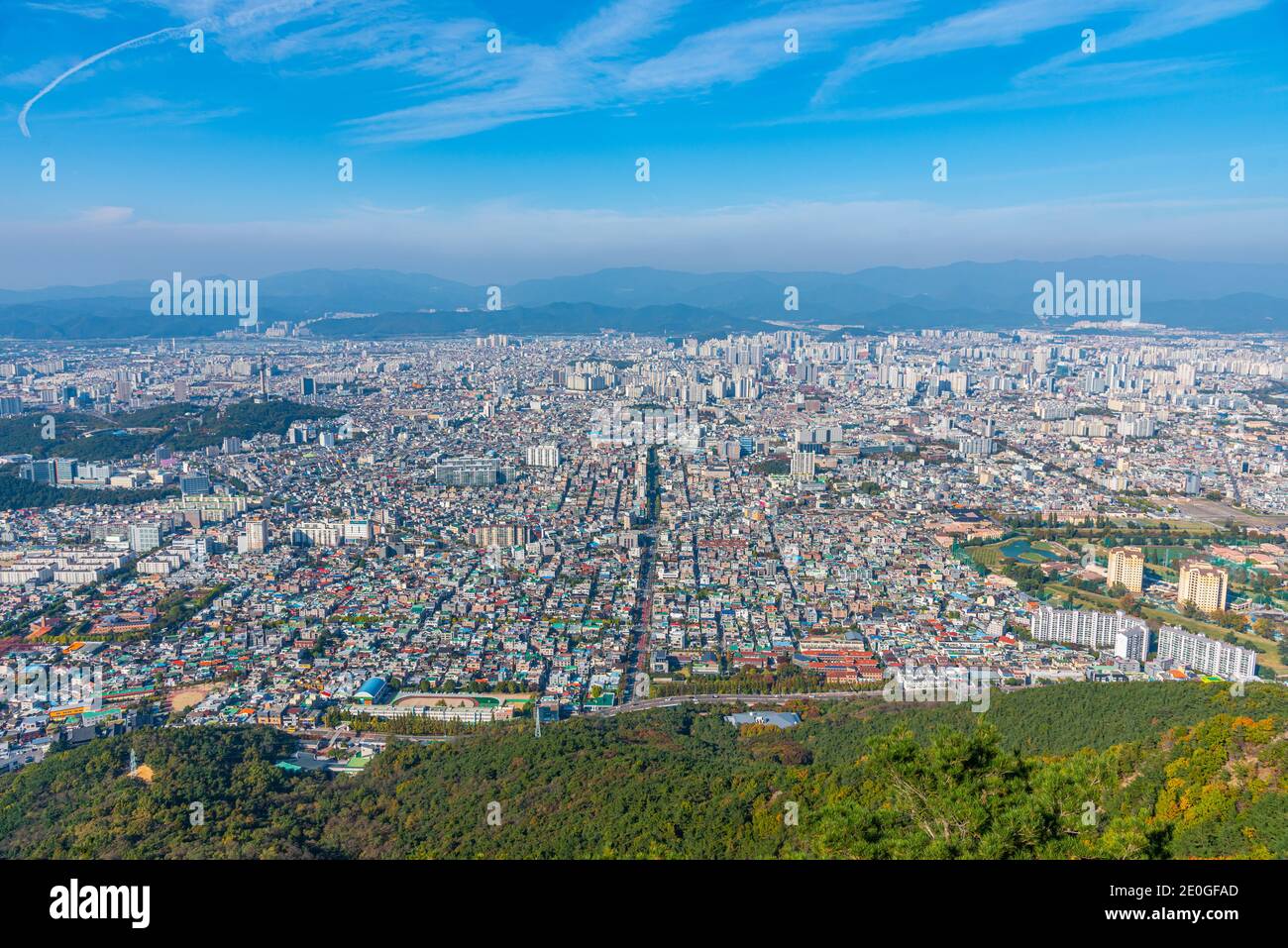 Aerial view of Daegu from Apsan mountain, Republic of Korea Stock Photo ...