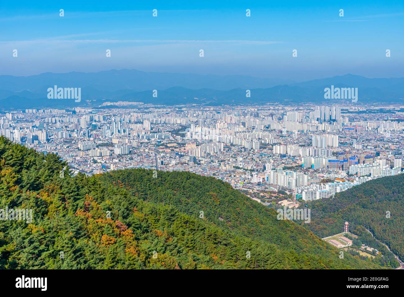 Aerial view of Daegu from Apsan mountain, Republic of Korea Stock Photo ...