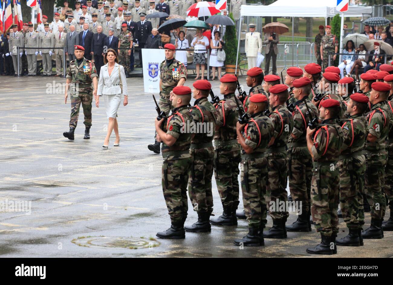 Princess Caroline of Monaco attends a ceremony of transfer of command ...