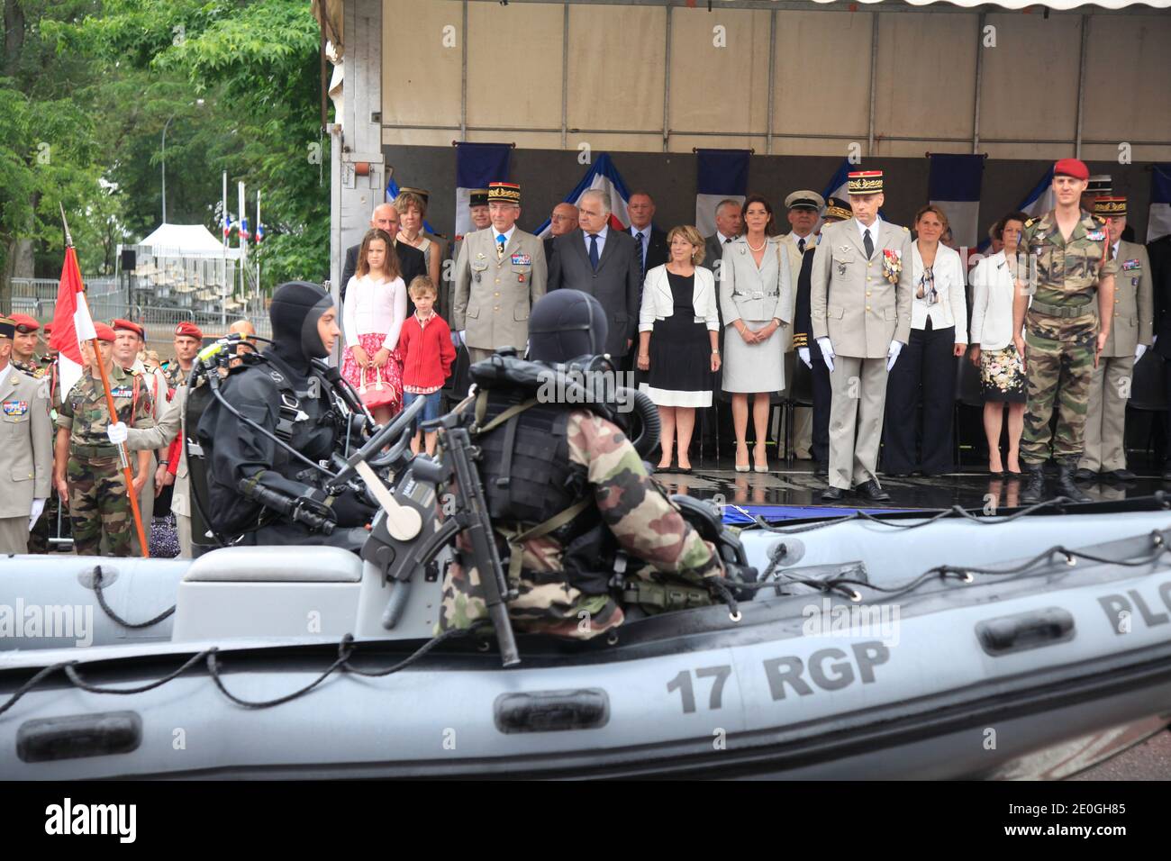 Princess Caroline of Monaco attends a ceremony of transfer of command ...