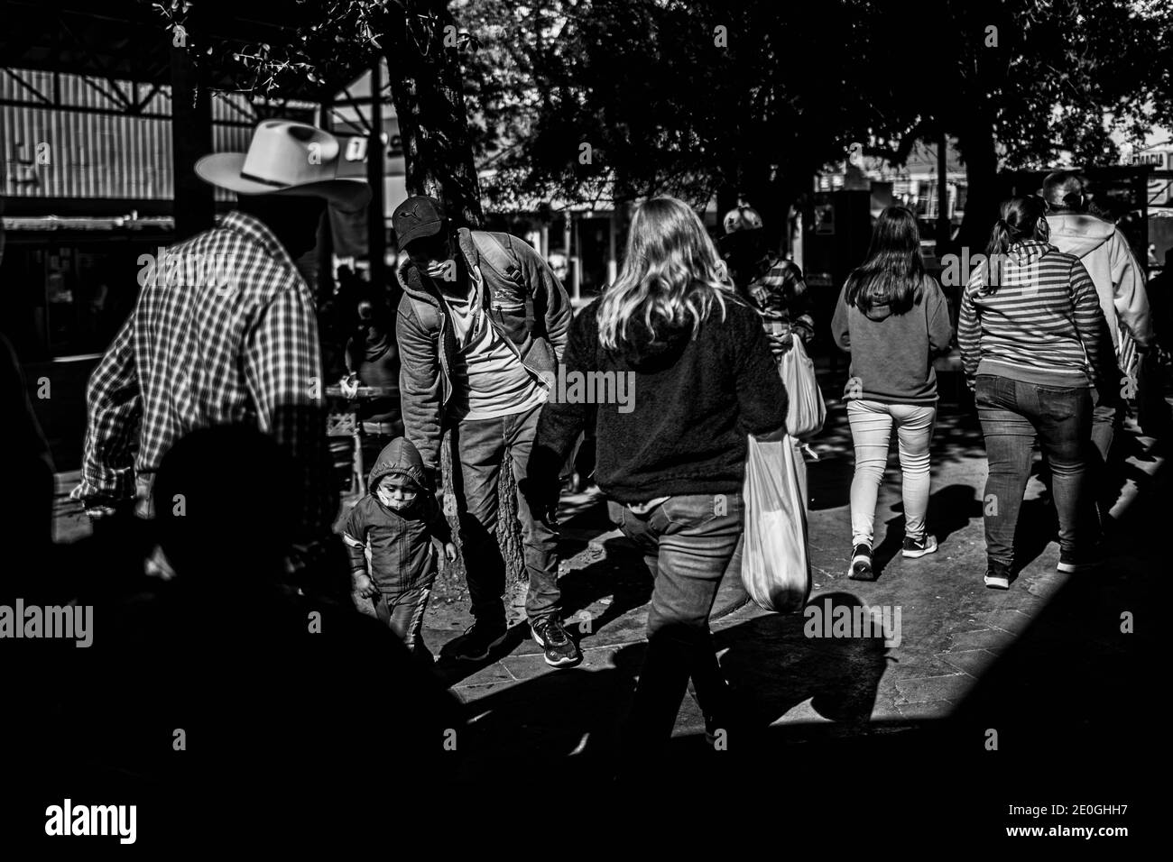 HERMOSILLO, MEXICO DECEMBER 31: People walk the streets of downtown for ...