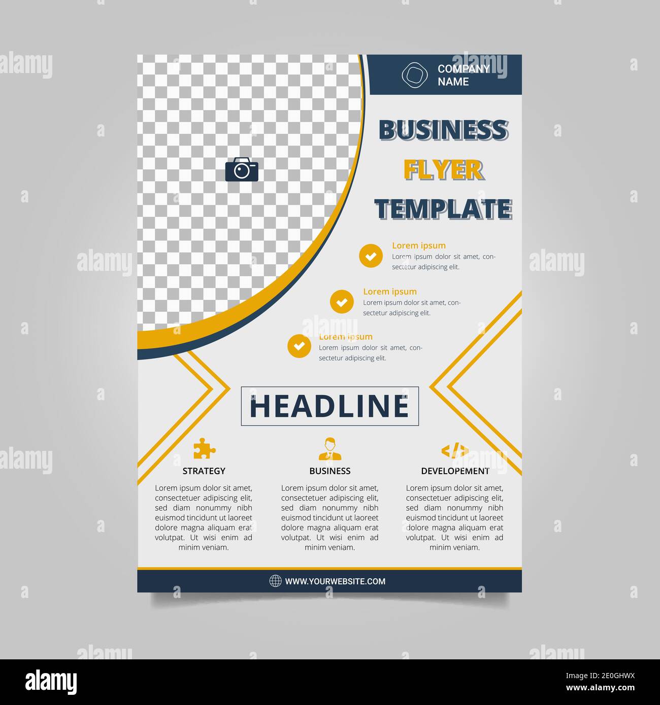 Blue and yellow business flyer template Stock Vector Image & Art - Alamy