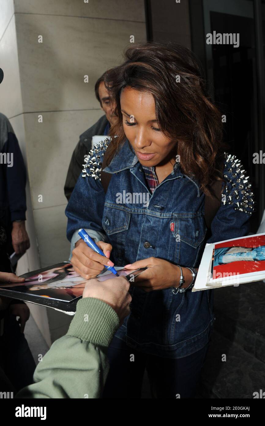 French singer Shy'm goes to RTL radio station to promote her new album ...